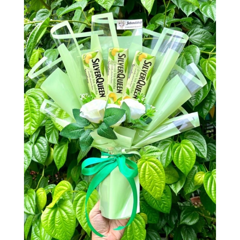 PUTIH HIJAU Big MATCHA Bouquet White Flowers Green CELLO Paper ...