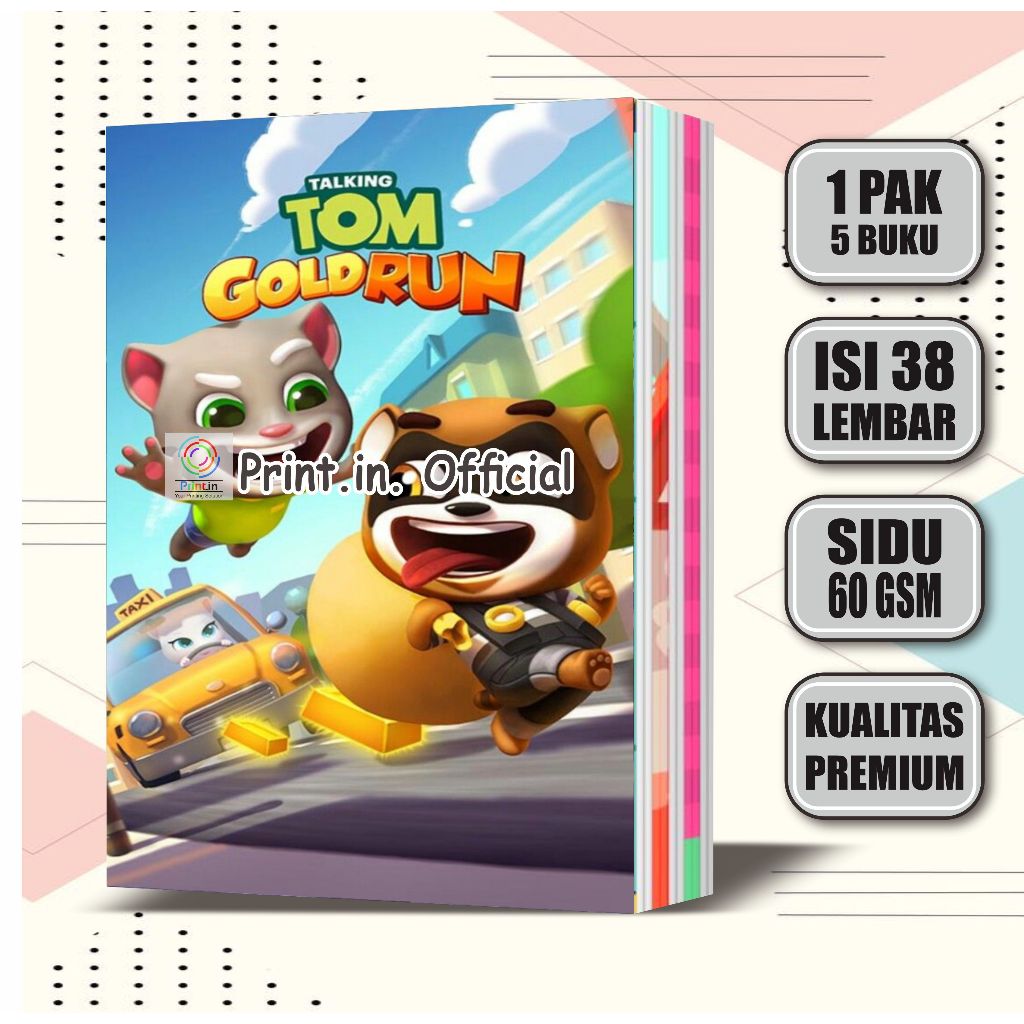 My Talking Tom Gold Run Custom Children's Writing Book 38 Sheets ...