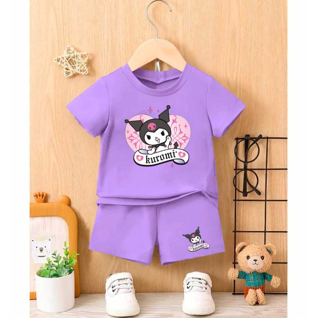 Girls' T-shirt Set with KUROMI Pattern for Ages 1-8 Years | Shopee Malaysia