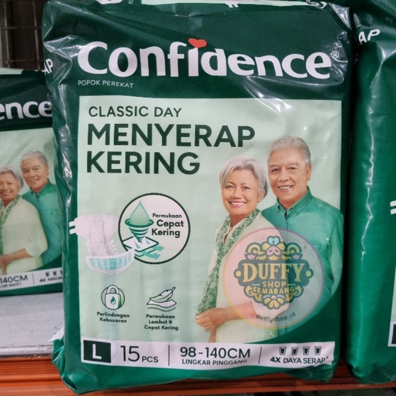 Confidence CLASSIC DAY L CONTENTS 15 ADULT ADHESIVE DIAPERS (1 BALL ...