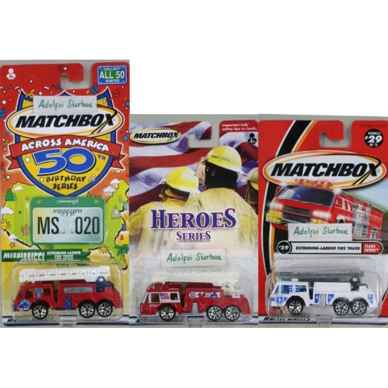 Matchbox across america 50th birthday series extended ladder fire truck ...