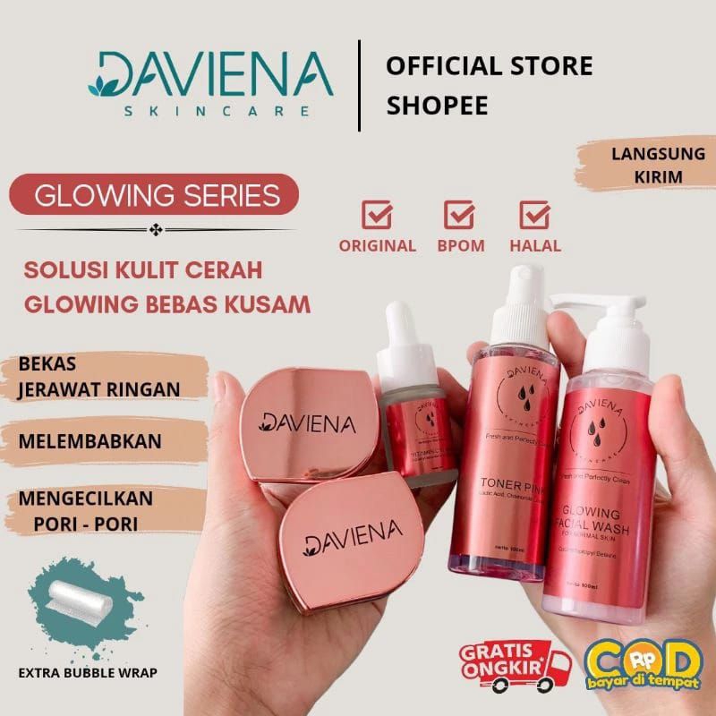 Daviena SKINCARE GLOWING SERIES Package ORIGINAL BPOM Face Whitening ...