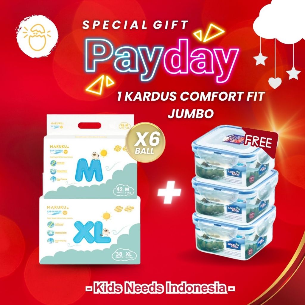 1 Carton [6 BALL] MAKUKU Sap Diapers Comfort Fit Jumbo Baby Diaper ...