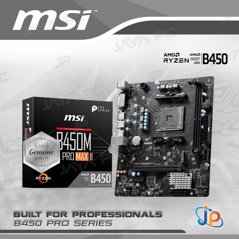 Msi B450M A PRO MAX II Motherboard (AM4, AMD, B450, DDR4, USB3.2, SATA3 ...
