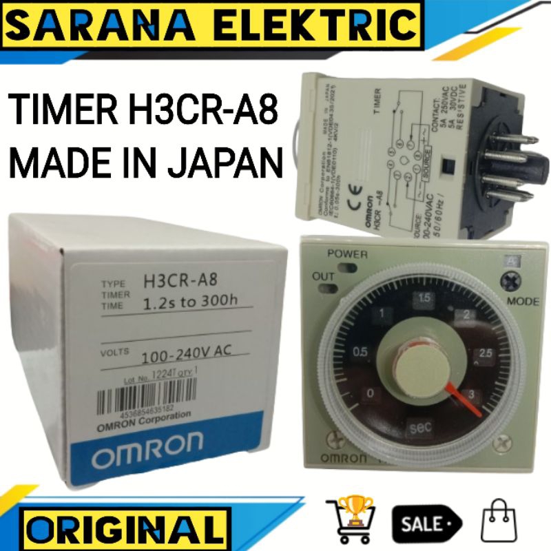 Timer OMRON H3CR A8 100 - 240 VAC 220V NON SOCKET MADE IN JAPAN H3CR-A8 ...