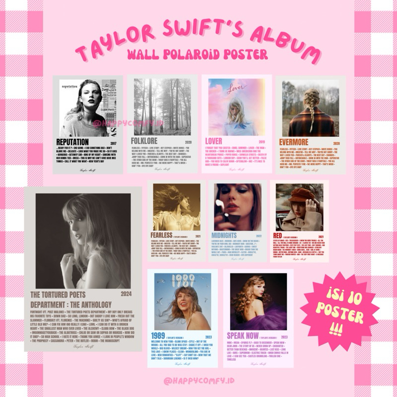 Poster taylor swift album // wall poster polaroid all albums (Taylor's ...