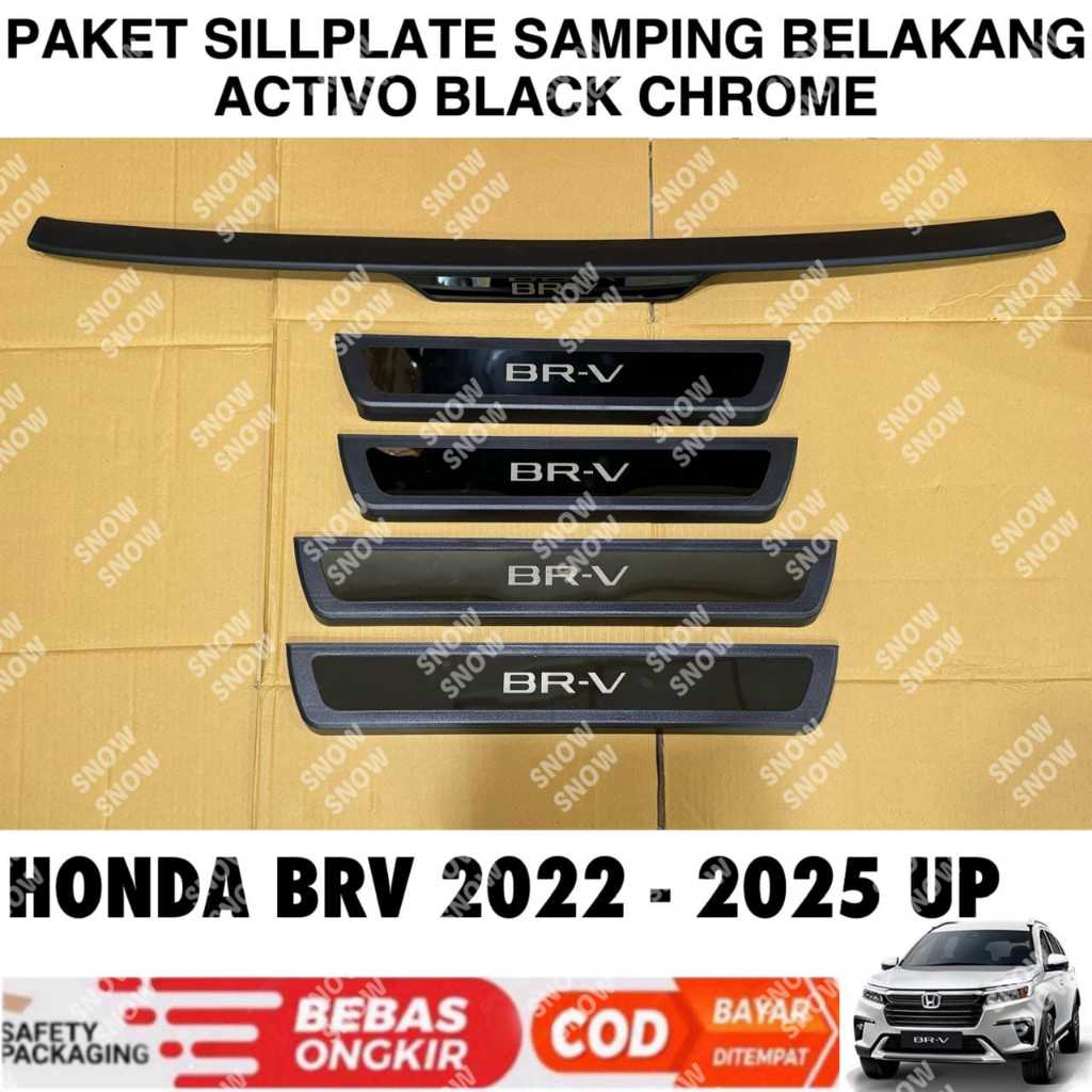 HITAM Honda BRV BR-V 2022 2023 2024 2025 Activo Black Chrome Sillplate ...