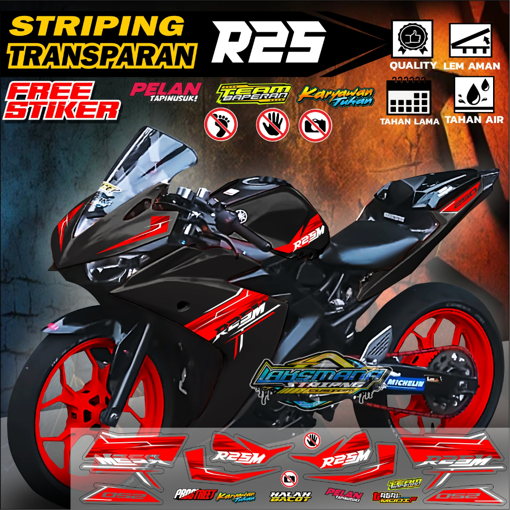 YAMAHA R25 TRANSPARENT STRIPING YAMAHA R25 OLD STICKERS | Shopee Malaysia