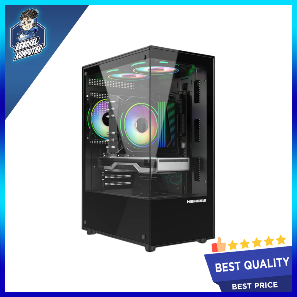 Nyk NEMESIS T64 BLACK HOMEROS PC Case Includes 3 RGB FAN | Shopee Malaysia
