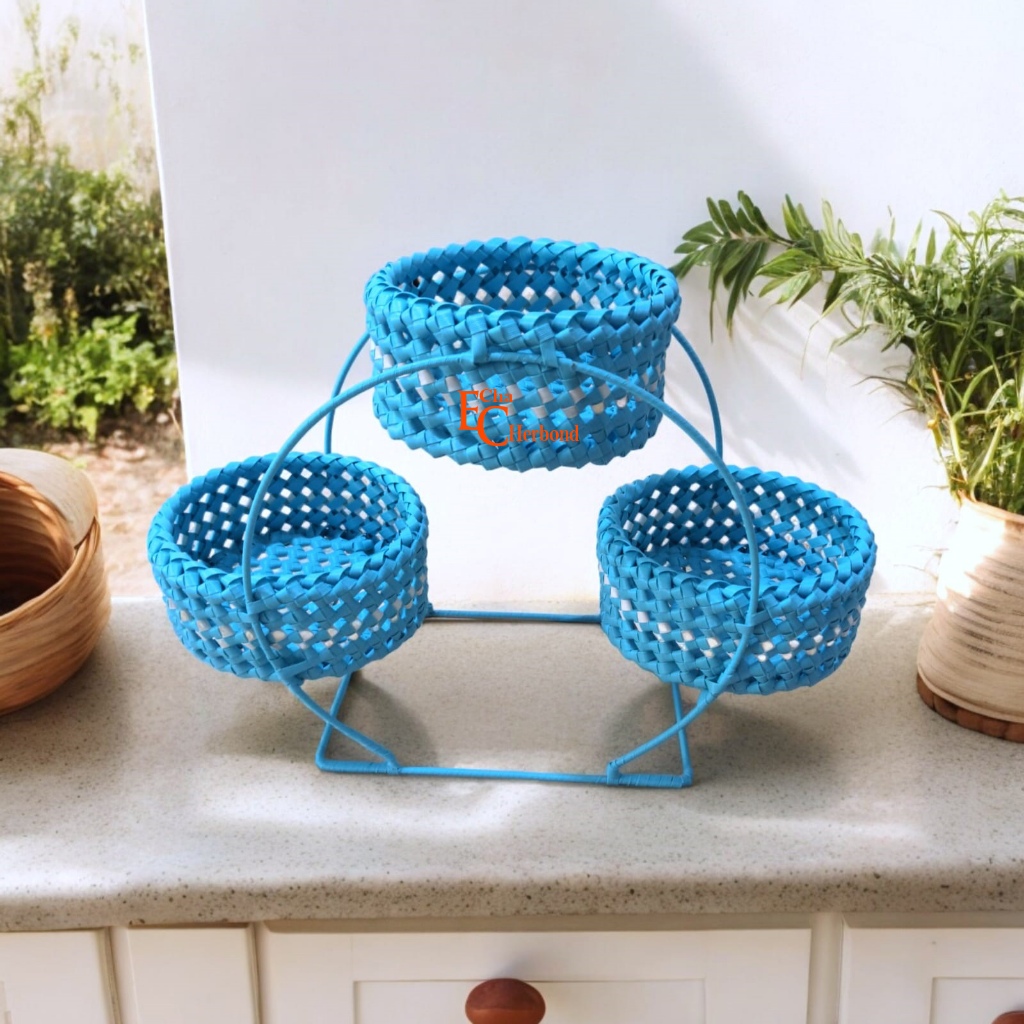 Spice Basket 3-tier Synthetic Rattan Wheel Woven Ketupat Rattan Onion ...