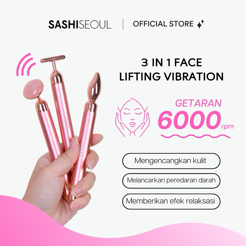 Sashi SEOUL FACE-LIFTING VIBRATION CUSTOMIZABLE 3 IN 1 FACE ROLLER ROSE STONE EYE ROLLER ...