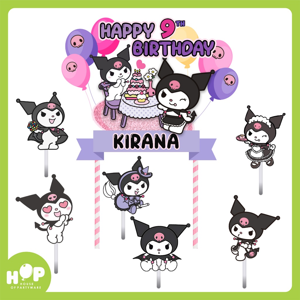 Korumi / Kuromi Cake Topper Can Custom Name Age Cake Decoration ...