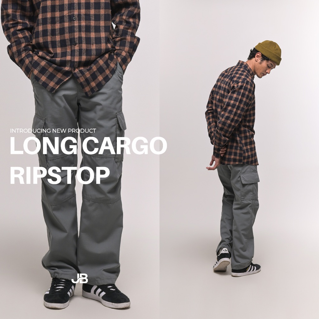Jb - Long Cargo Pants Ripstop Gray - Men's Long Cargo Pants | Shopee ...