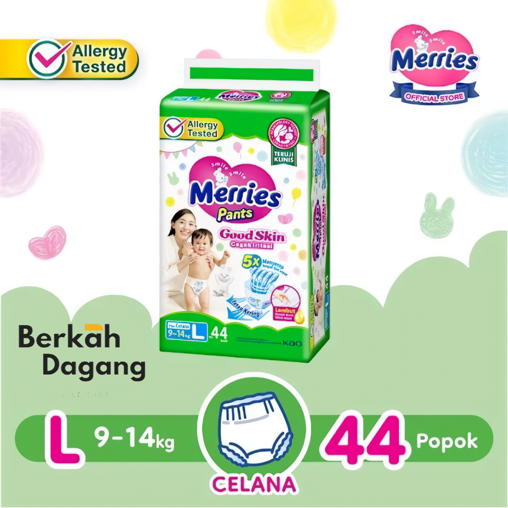 Merries Pants Good Skin Size L Contains 44 Disposable Diapers/Baby ...