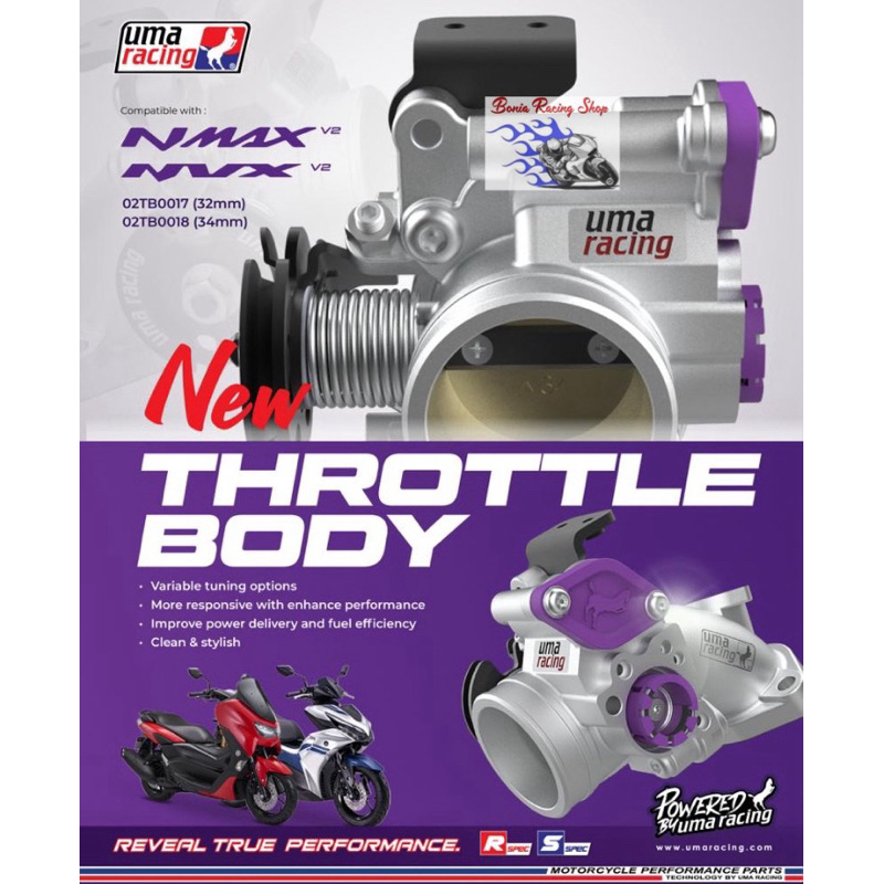 Throttle Body TB Uma Racing New Nmax Aerox V2 32 mm and 34mm | Shopee ...