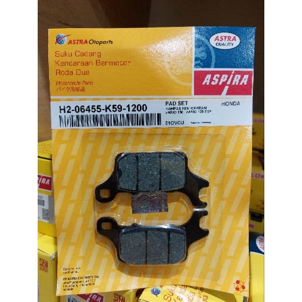 Dispad Disc Pad ASPIRA BEAT/VARIO 110/VARIO CBS/VARIO 150/BEAT FI ...