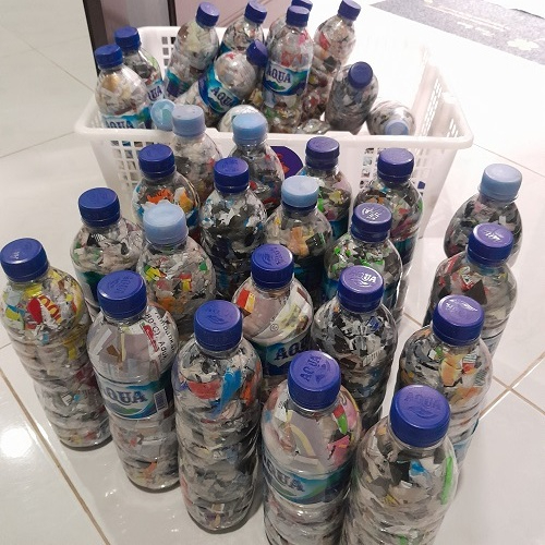 Ecobrick Ekobrik Bottle 600 ml Aqua Weight 250 Grams Solid Contains Dry ...