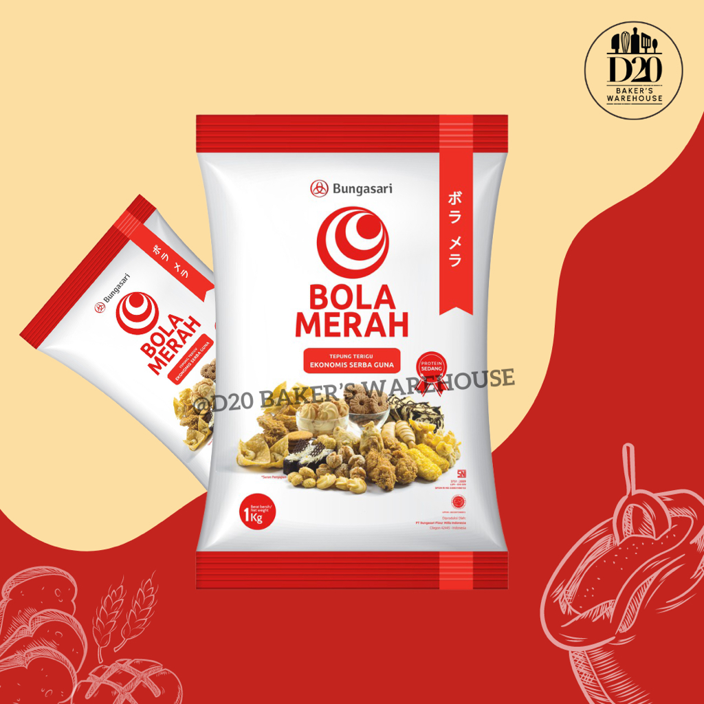 MERAH Bungasari Red Ball Wheat Flour 1kg | Shopee Malaysia