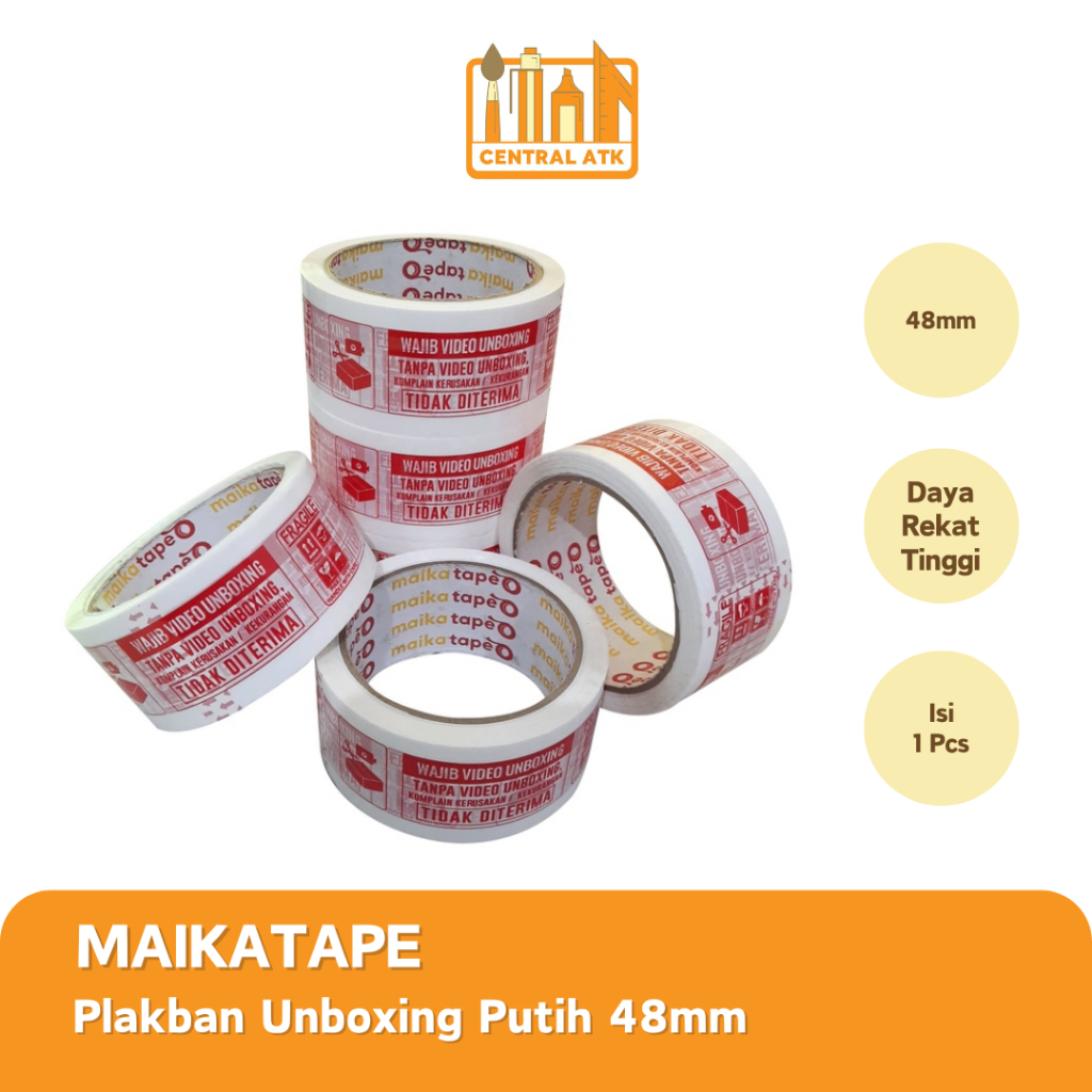 PUTIH Opp TAPE / PLAQUEBAN / WHITE MAIKATAPE UNBOXING duct TAPE 48MM ...
