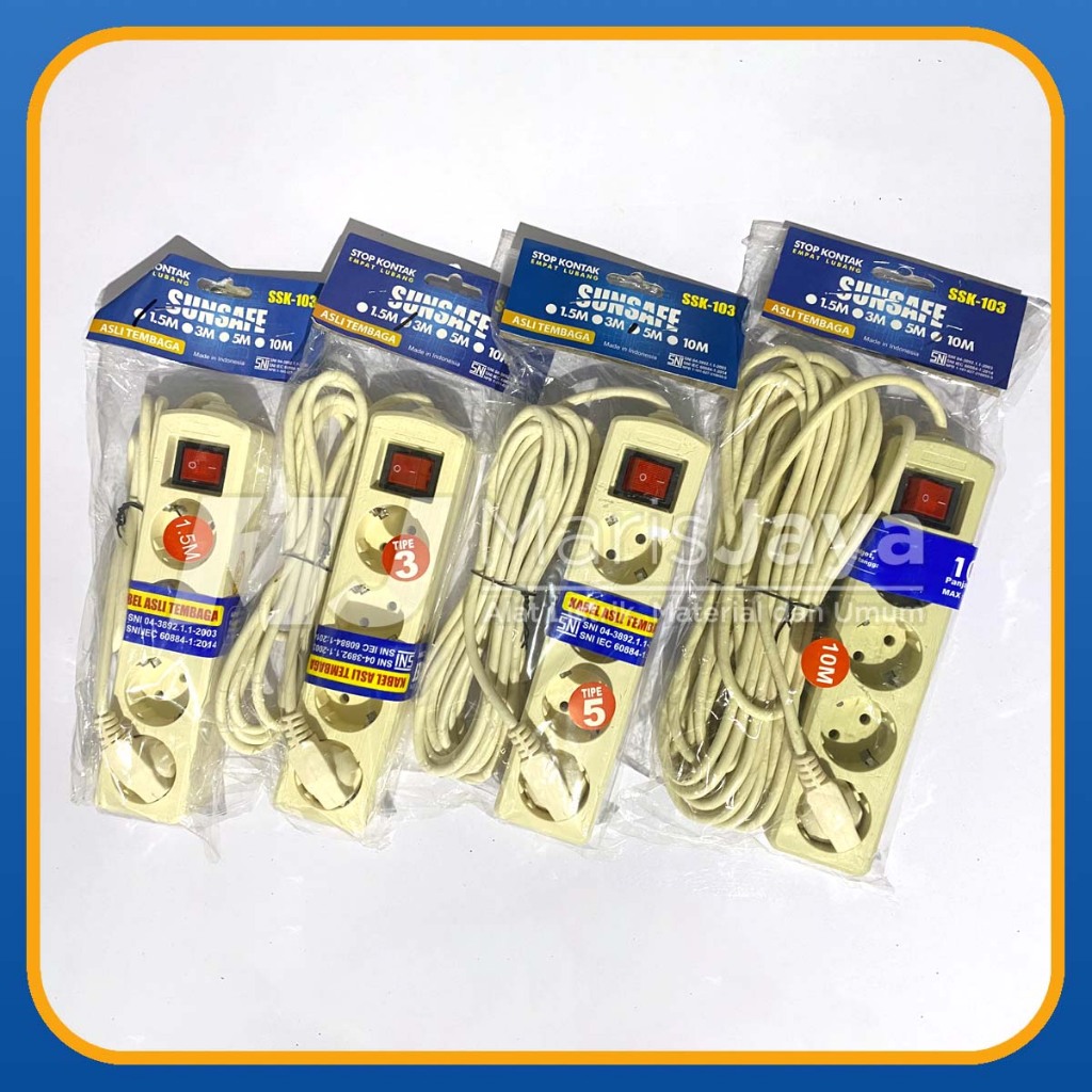 SUNSAFE Grounded Electrical Socket/ Plug 4 Holes 1.5m/ 3m/ 5m/ 10m | Shopee Malaysia