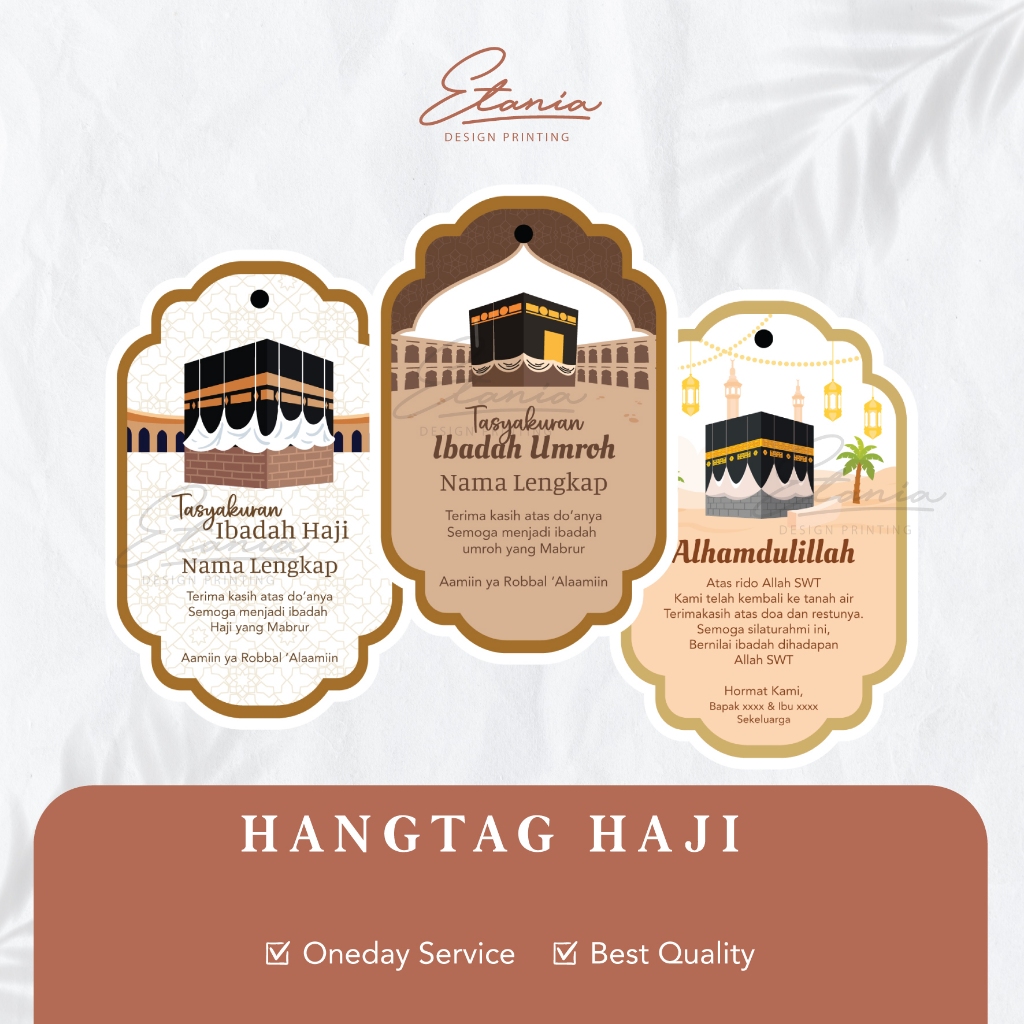 Hangtag Tasyakuran Hajj Umrah Label Gift hamper souvenir Hajj and Umrah ...