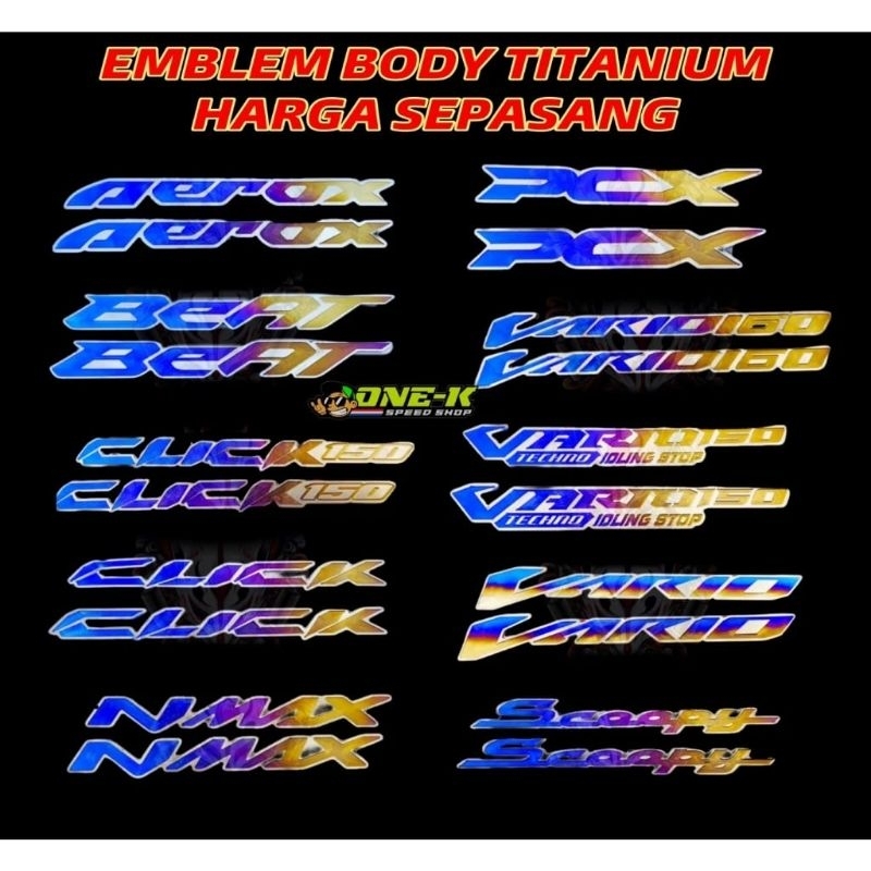 Titanium body logo emblem vario 125 150 beat Scoopy nmax aerox mio pcx ...