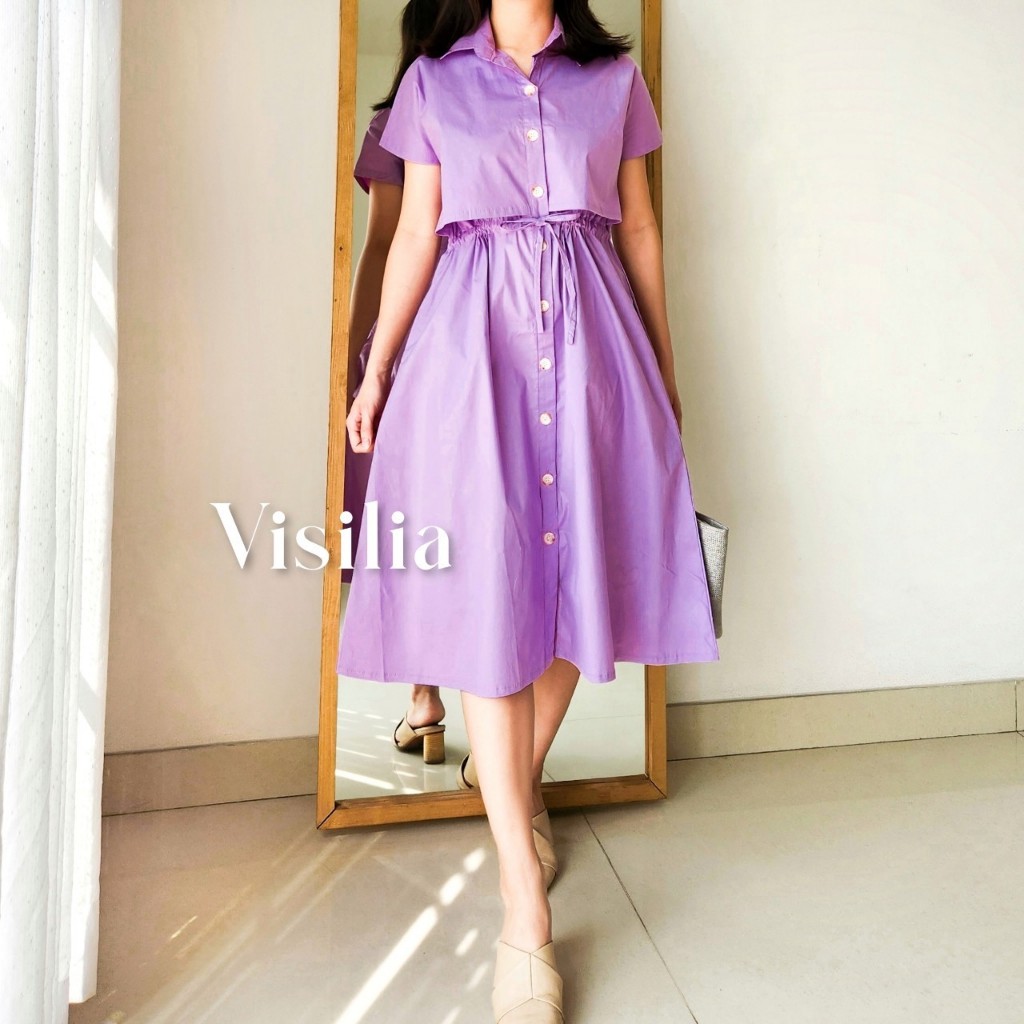 KATUN HITAM UNGU HIJAU MERAH [VISILIA] Samara Dress | Korean Midi Dres ...