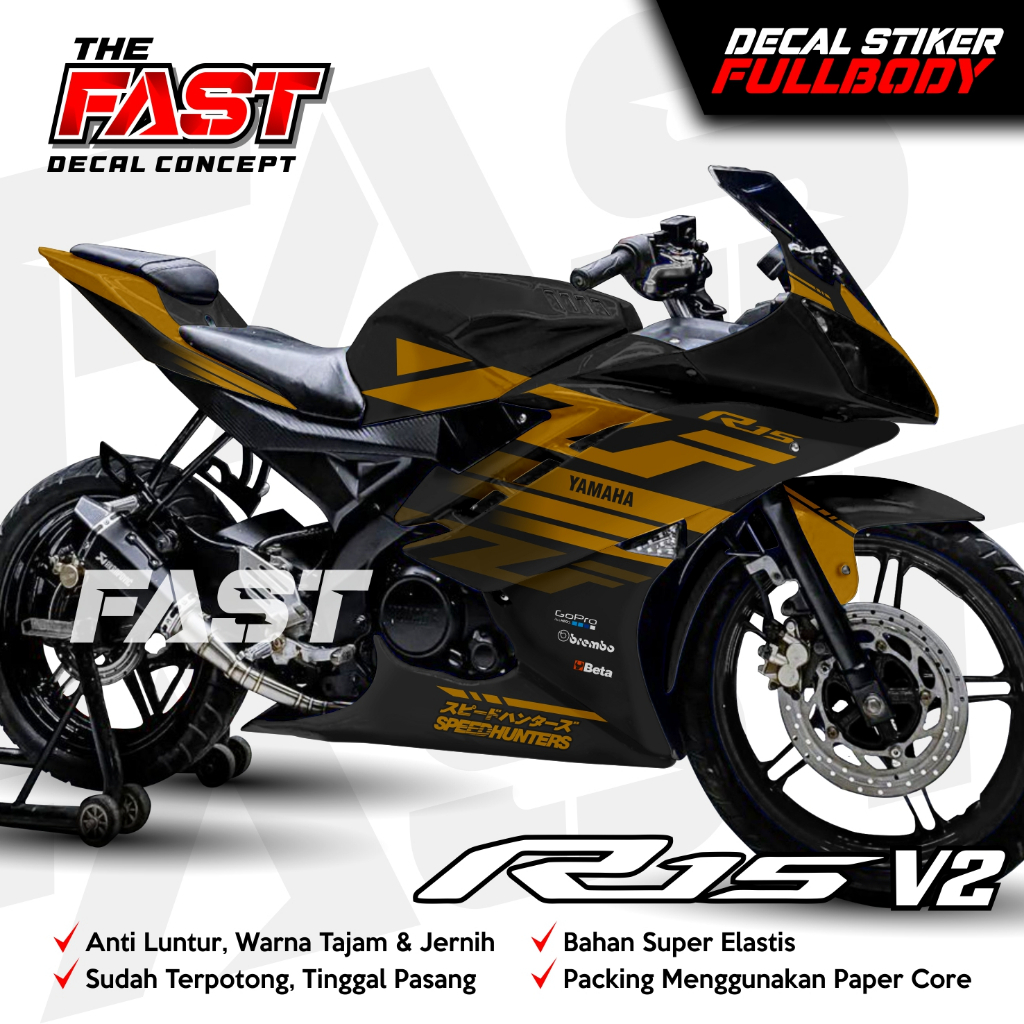HITAM (Latest) Decal R15 V2 Fullbody Sticker striping R15 V2 Racing YZF ...