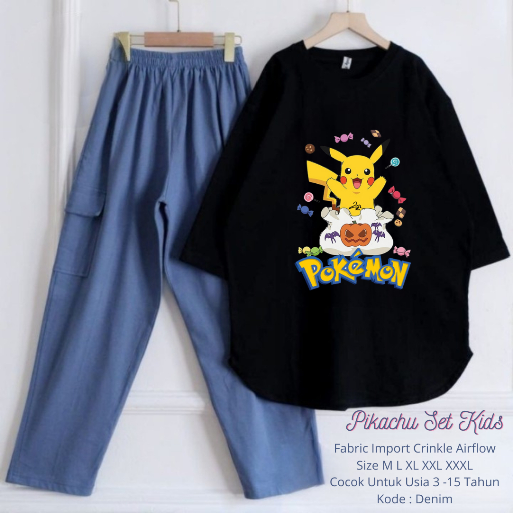 Pikachu Set fashion Cargo Kids Suits For Girls With The Latest Pikachu ...