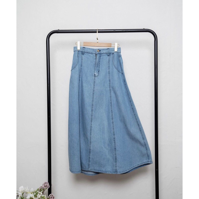 BASIC DENIM SKIRT BABY BLUE SIZE XL BY HEAVENLIGHTS | Shopee Malaysia