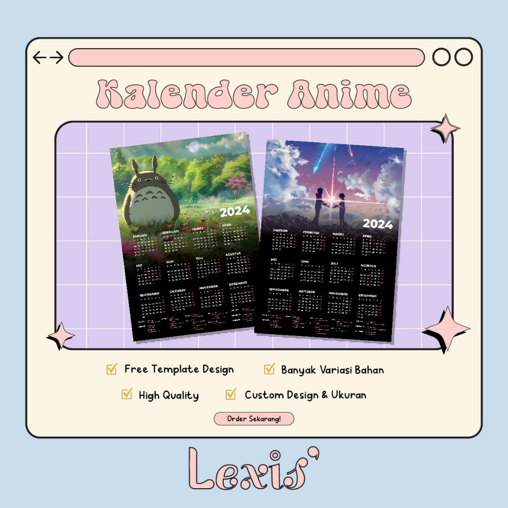 2024 Anime Calendar Print Anime Poster Character Wall Calendar | Shopee ...