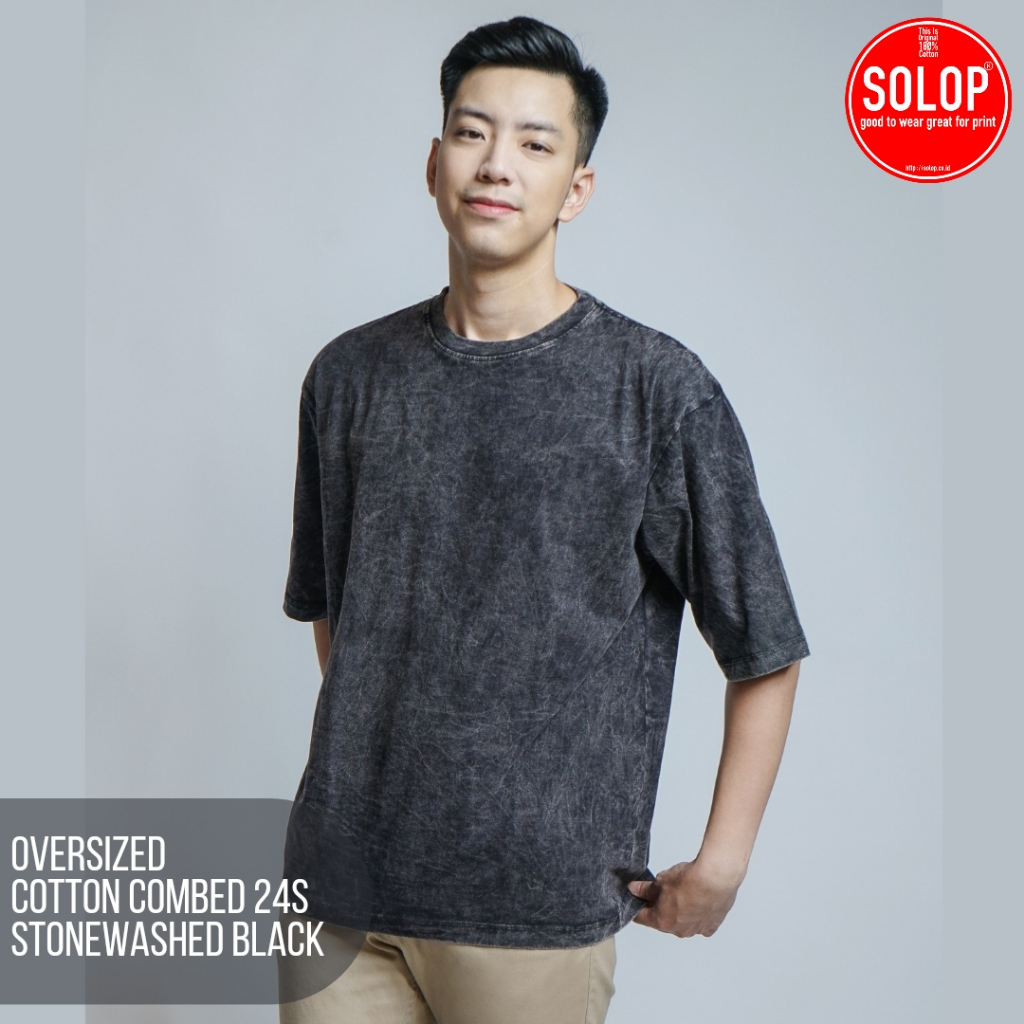 Solop Kaos Polos Oversized Stonewashed Cotton Combed 24s Washed ...