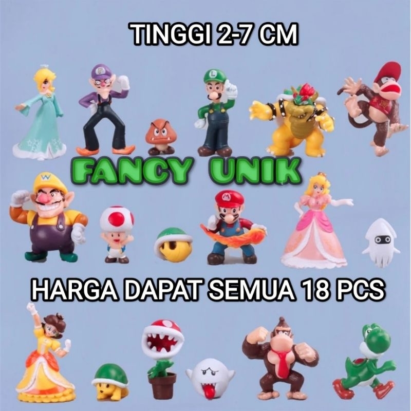 Action Figure Set of 12 or 18 Super Mario Mario Bros Luigi Gomba Yoshi ...