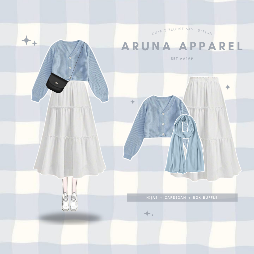 3in1 One Set Hijab Casual Pinterest Outfit Softblue Latest Aesthetic ...