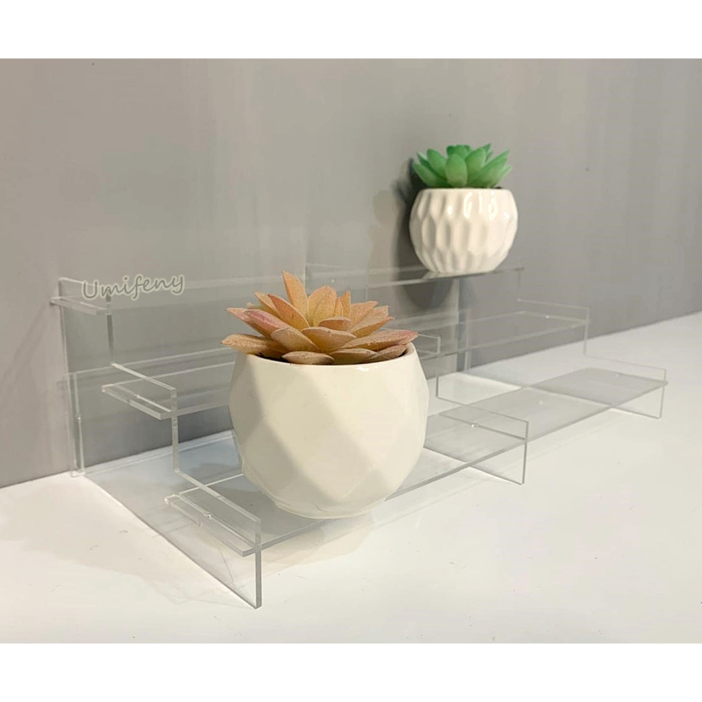 KU019 Full Acrylic Stacking Shelf 3 layers Minimalist Aesthetic Display ...