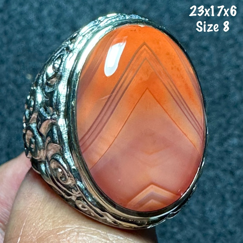 MERAH Yemen Junder Red Crystal Natural Agate Ring (Original Natural ...