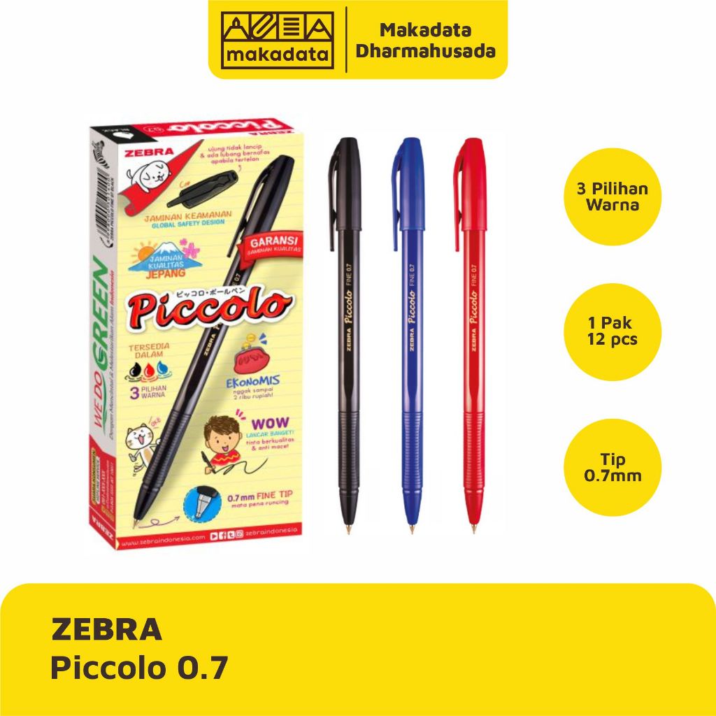 Ballpoint | Ballpoint Pen | 0.7mm PICCOLO ZEBRA PEN (1PAK) | Shopee ...