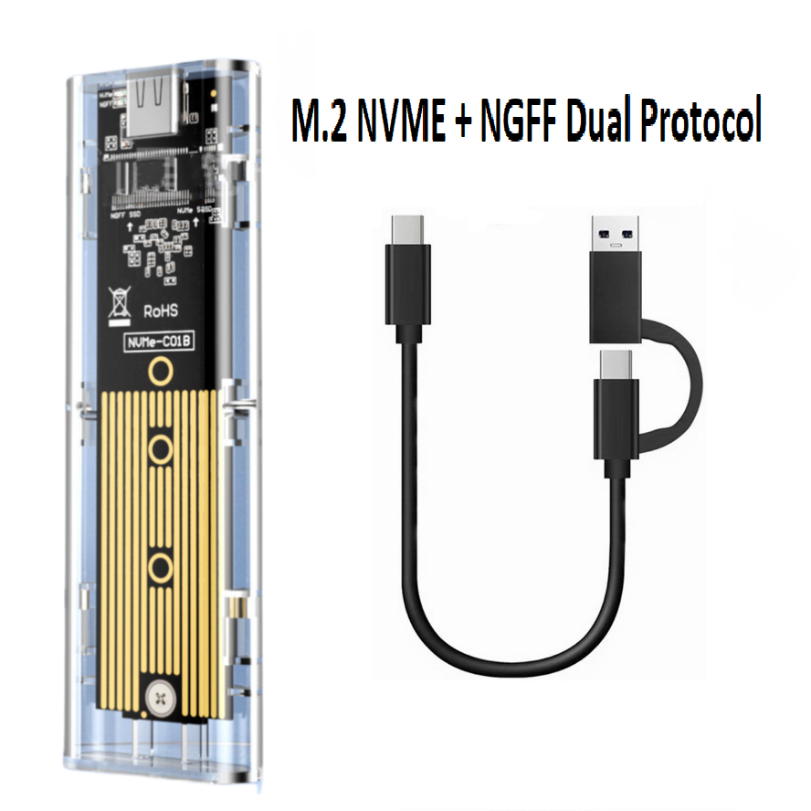 Casing SSD M2 NVME & NGFF USB C to USB 3.0 dual Protocol Enclosur ...