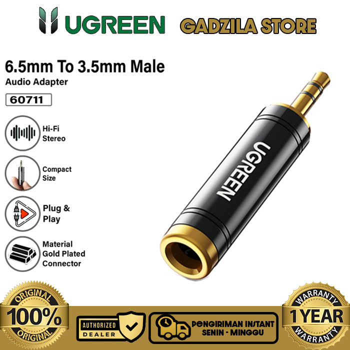 Ugreen Jack Mic Audio Converter Adapter 6.5mm Female to 3.5mm Male AUX Audio Adapter For ...