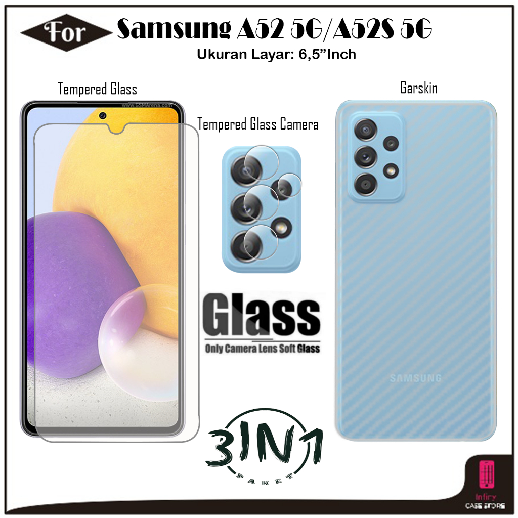 3in1 Tempered Glass package for Samsung Galaxy A52 A52 5G A52S 5G A53 ...