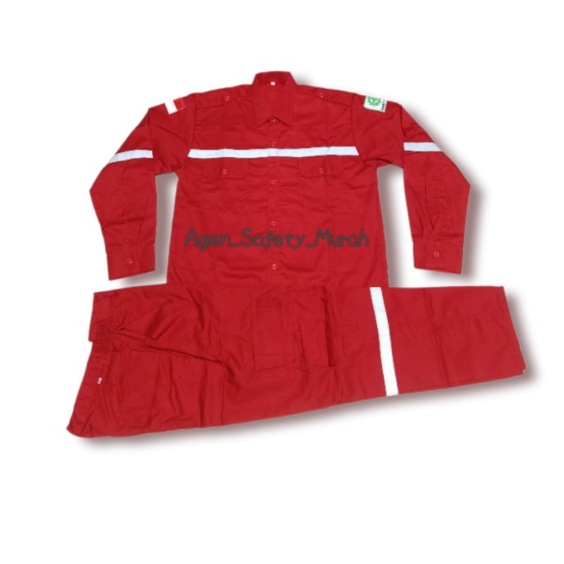 MERAH Red HSE safety K3 safety shirt field work uniform UNIT EMBROIDERY ...