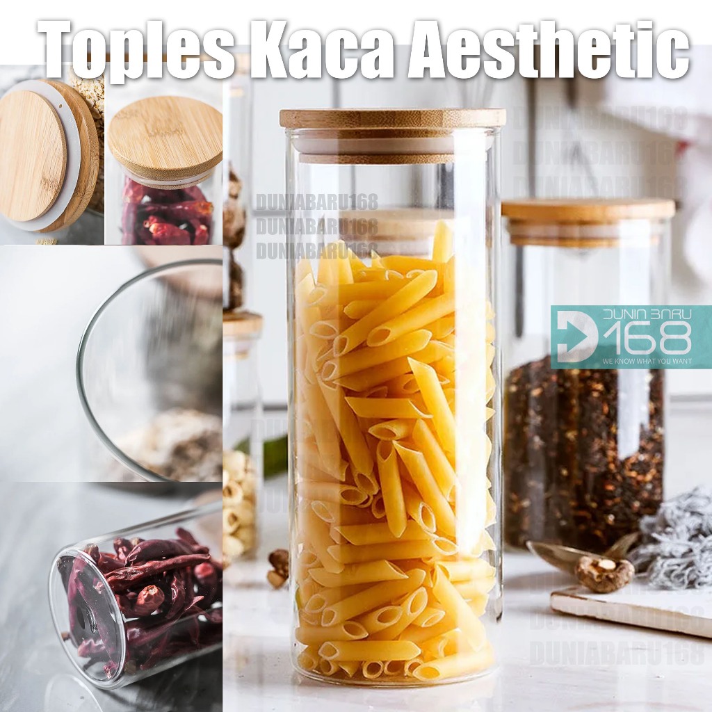 Food Storage Jars/BPA FREE Aesthetic Glass Jars/Bamboo Glass Jars ...