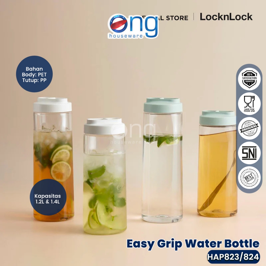 Locknlock Drinking Water Bottle Easy Grip Water Bottle Transparent 1.4L ...
