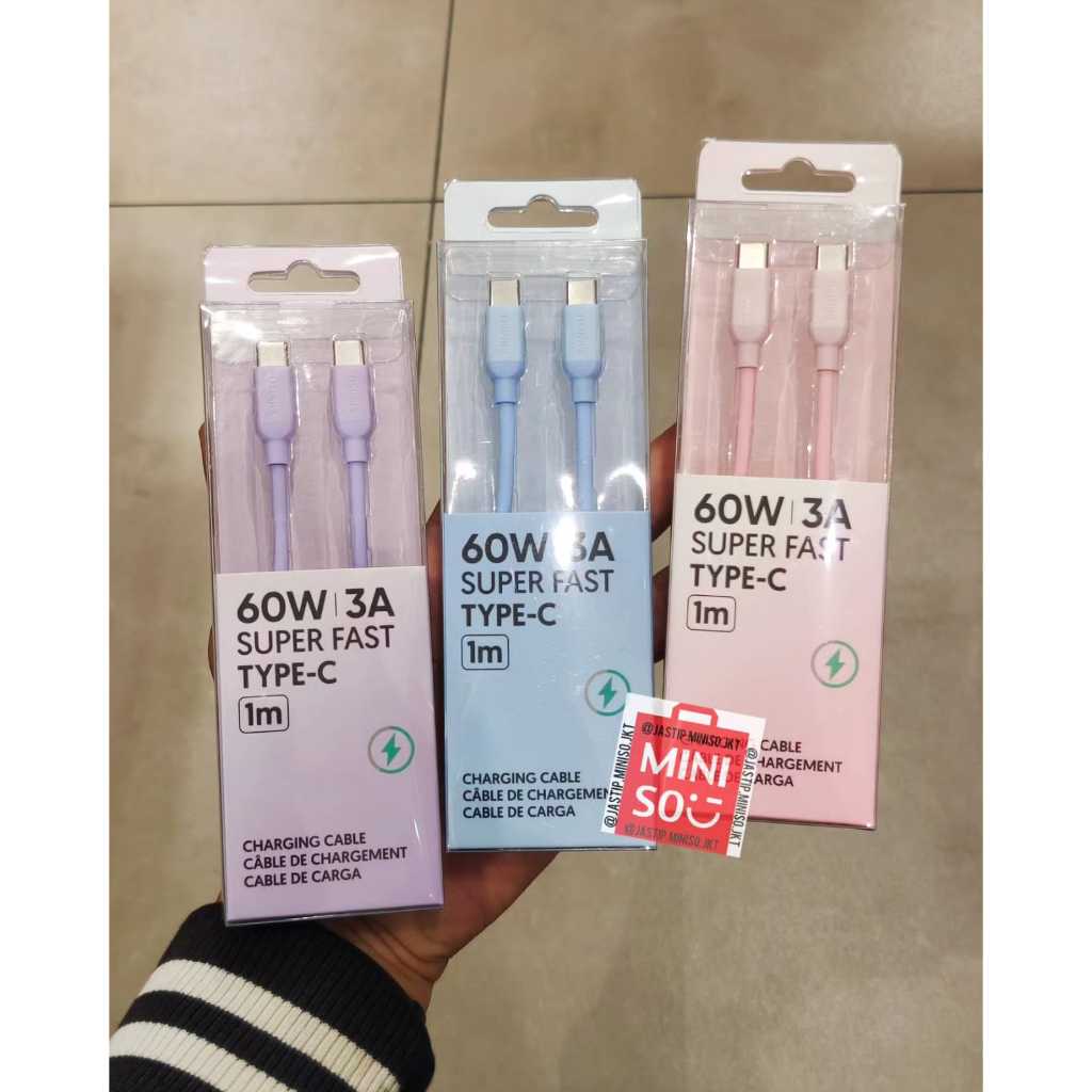 Miniso SUPER FAST Charger Cable Type-C to Type-C 60Watt 3A Length ...