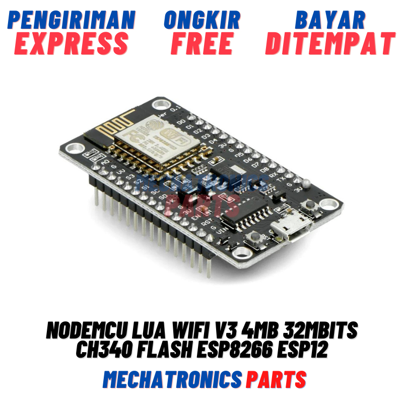 Nodemcu LUA WIFI V3 4MB 32MBITS CH340 FLASH ESP8266 ESP12 BOARD | Shopee Malaysia