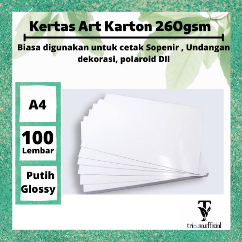 PUTIH 100 glossy white 260gsm cardboard art papers | Shopee Malaysia