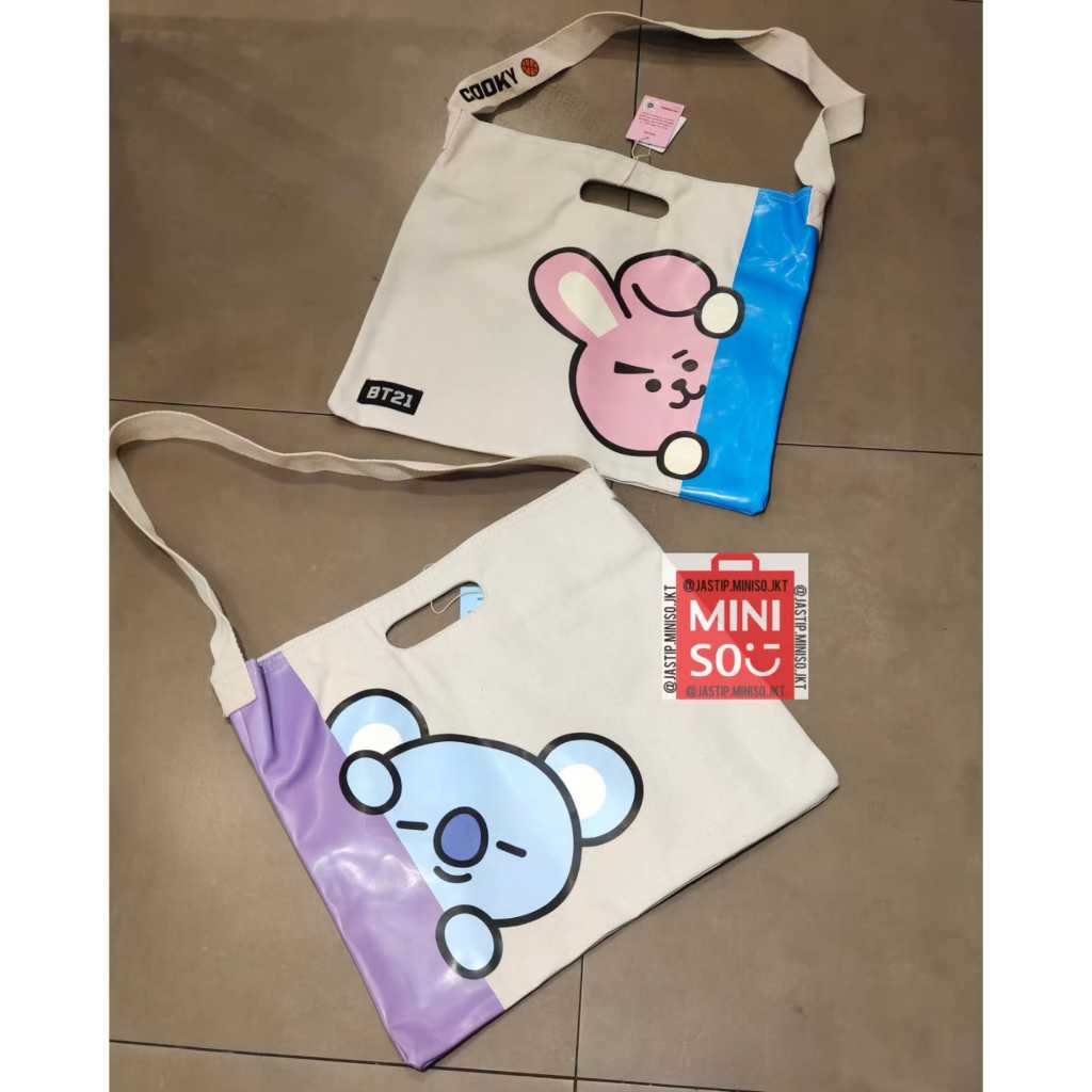 Miniso x BT21 Tas/Printed Canvas Crossbody Bag BT21 Collection (43x38cm ...