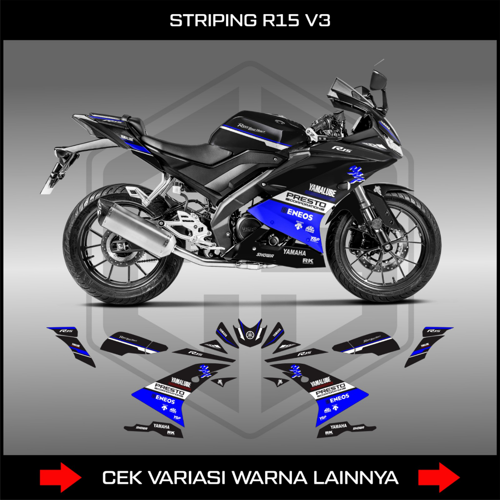 Striping R15 V3/Sticker DECAL YAMAHA R15 V3 SEMI FULL BODY/STOCK DECAL ...