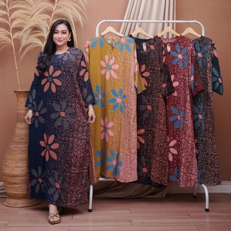 Long Sleeve Daster Rayon Material Ld 105cm Pb 130cm Batik Longdress ...