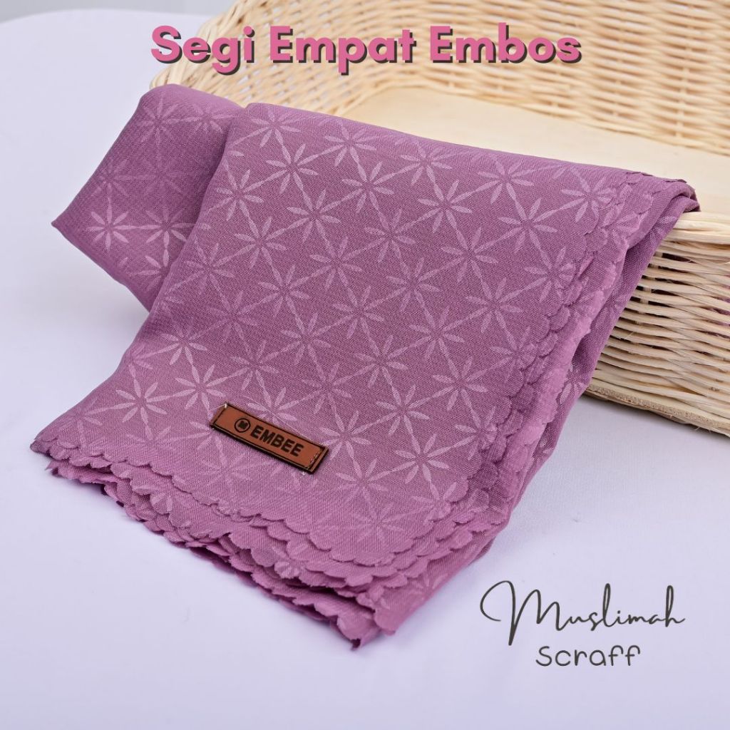 Star Motif Embossed Rectangular Hijab / Laser Cut Embossed Bella Hijab ...
